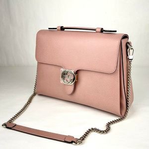 Gucci | Bags | Gucci Powder Pink Leather Large Interlocking G Crossbody ...